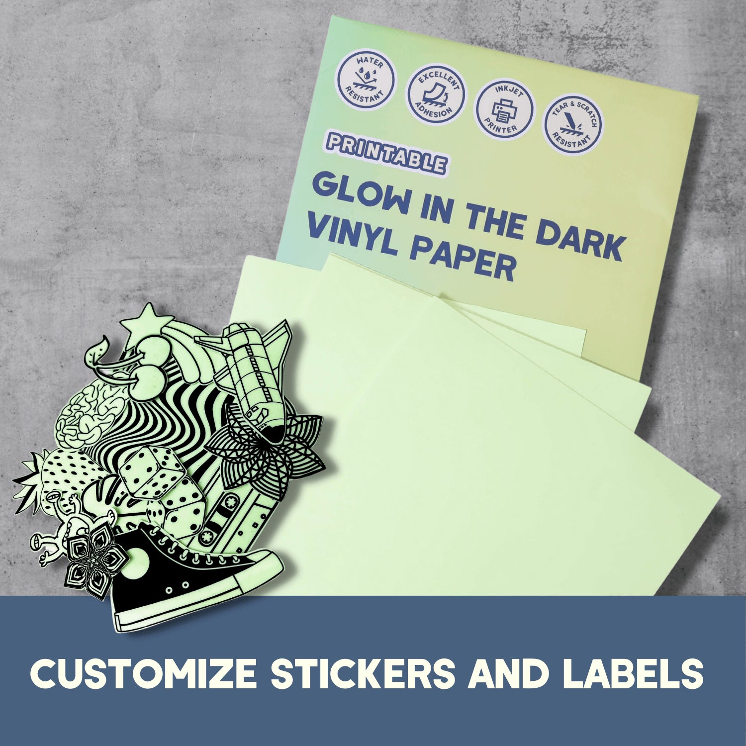 Hayes Paper Printable Glow In The Dark Vinyl Paper | 5 Pack | A4 Size ...