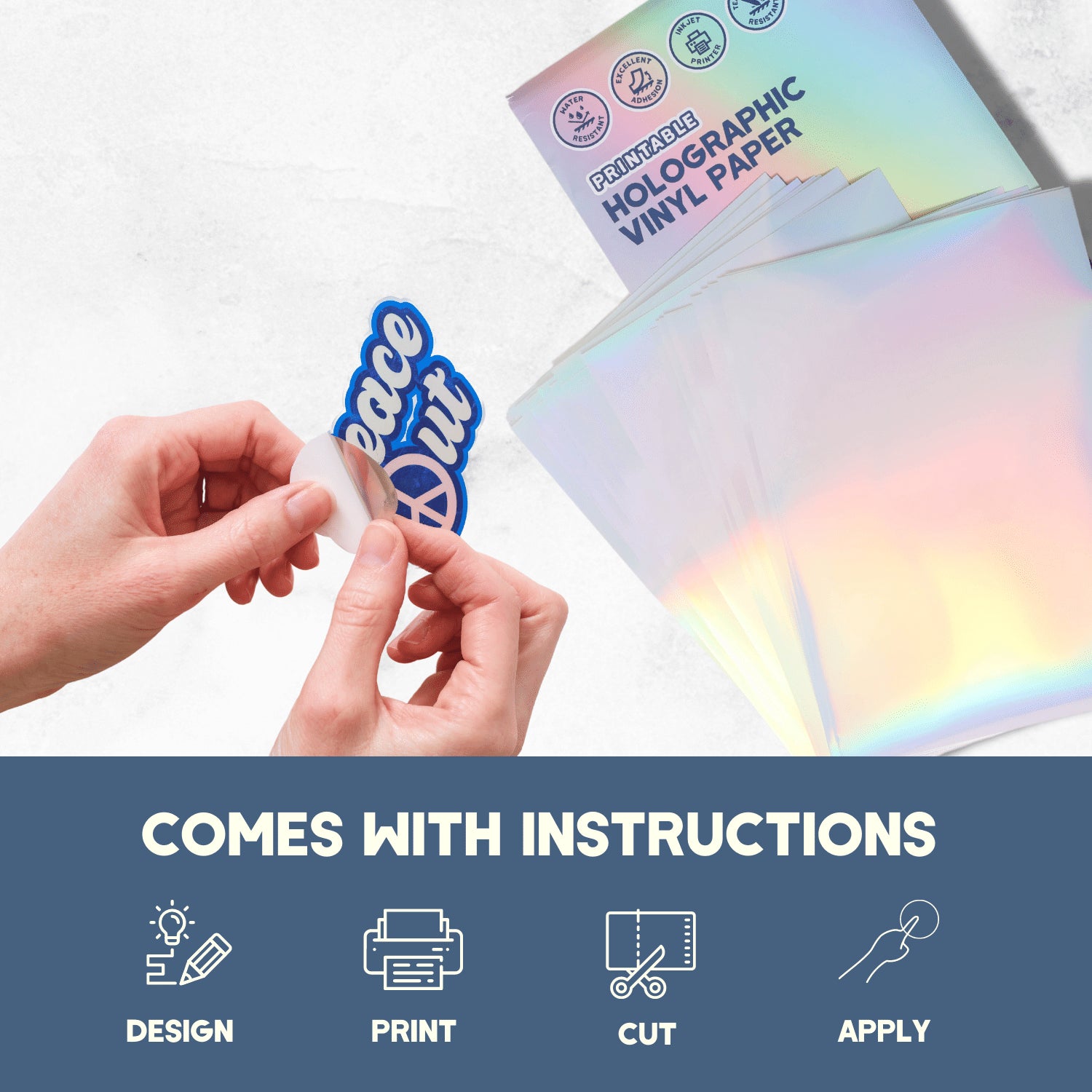 Hayes Paper Printable Opal Holographic Vinyl Sticker Paper | 36 Pack ...