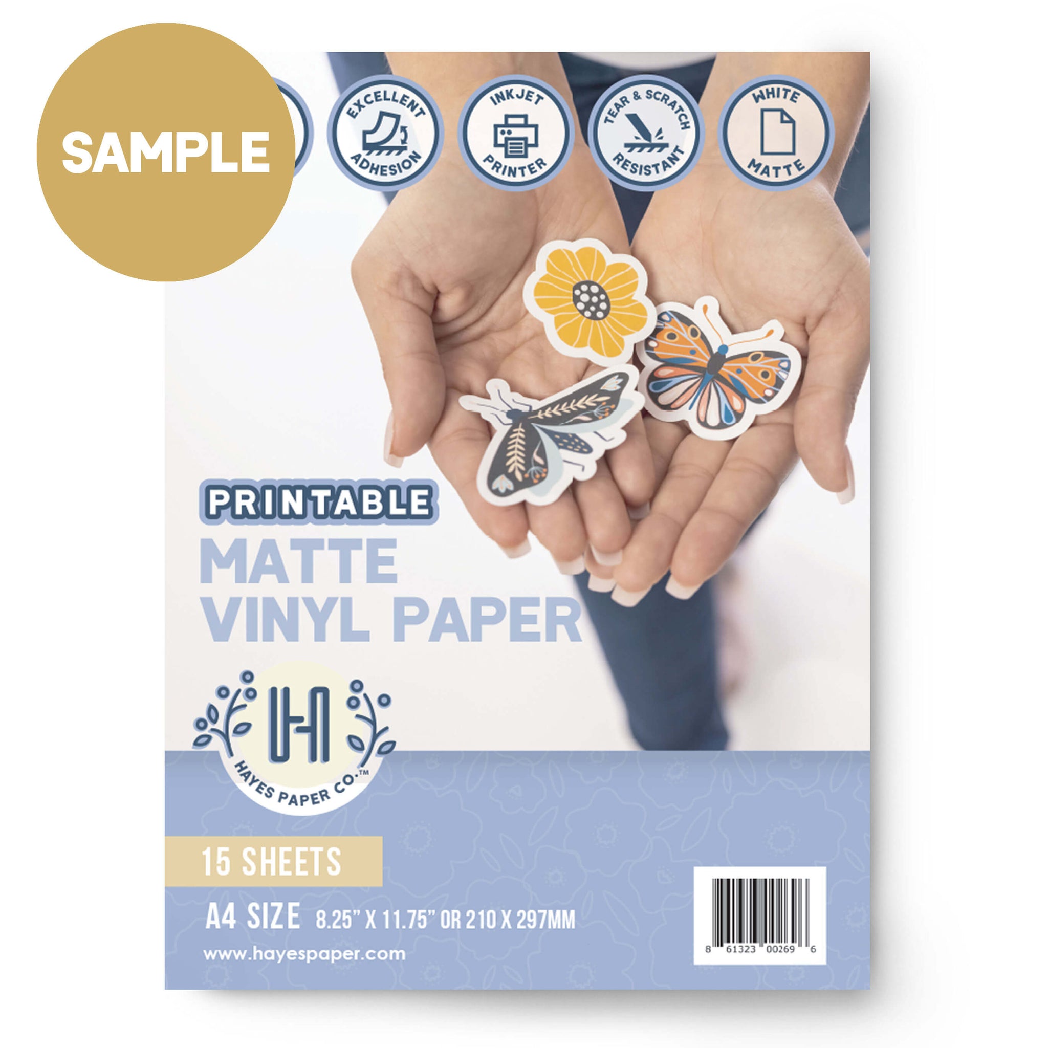 Hayes paper Co® Printable Vinyl Paper Sample | One Sheet Per Sample ...