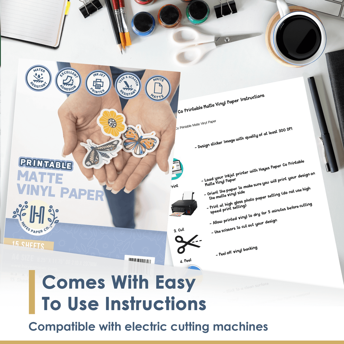 Hayes Paper Co.® Matte White Vinyl Paper