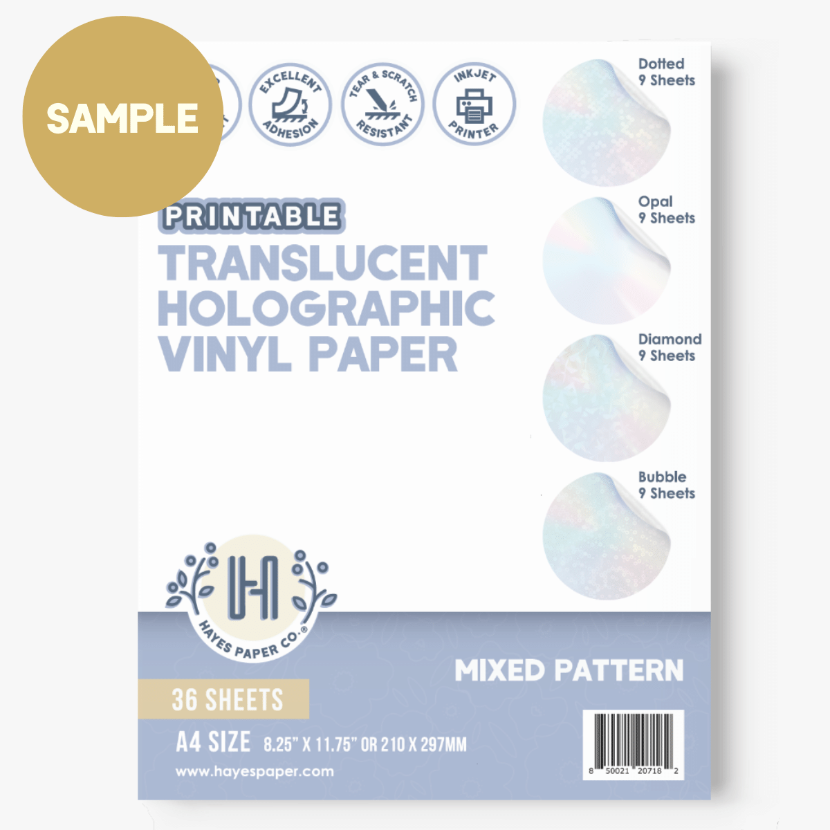 Hayes paper Co® Printable Vinyl Paper Sample | One Sheet Per Sample ...