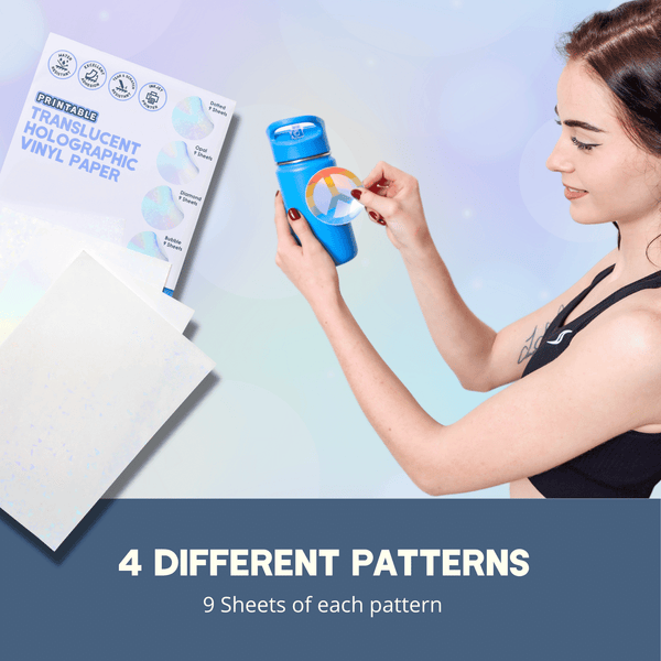 Printable Translucent Holographic Vinyl Paper | Mixed Pattern 36 Pack ...